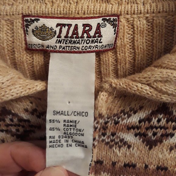 Tiara International | Sweaters | Womens Brown Tan Cardigan By Tiara ...